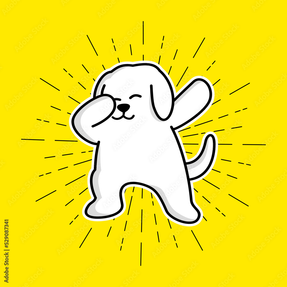 Cute cartoon characters in dub dance poses. Hand drawn dog doing ...