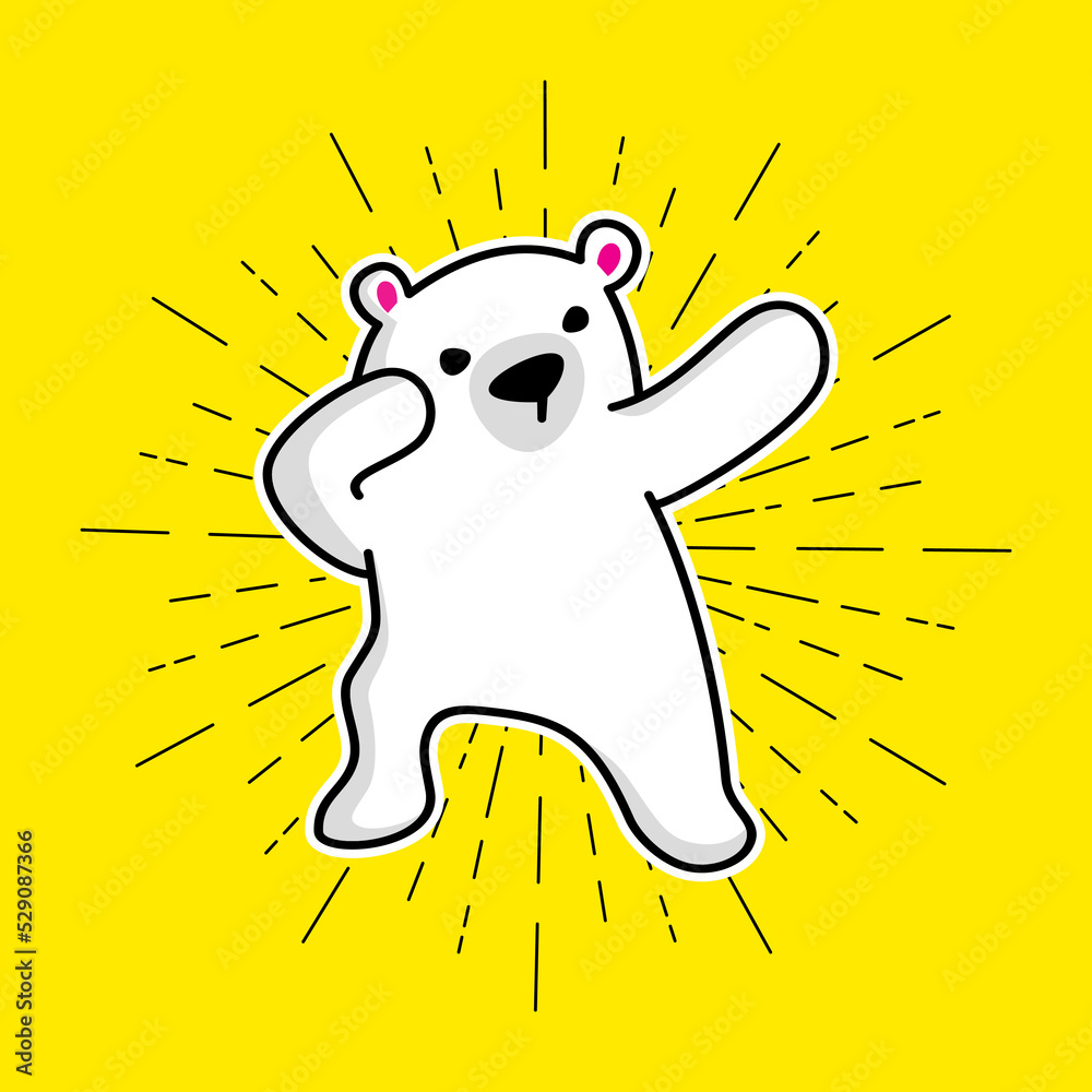 Cute cartoon characters in dub dance poses. Hand drawn bear doing ...