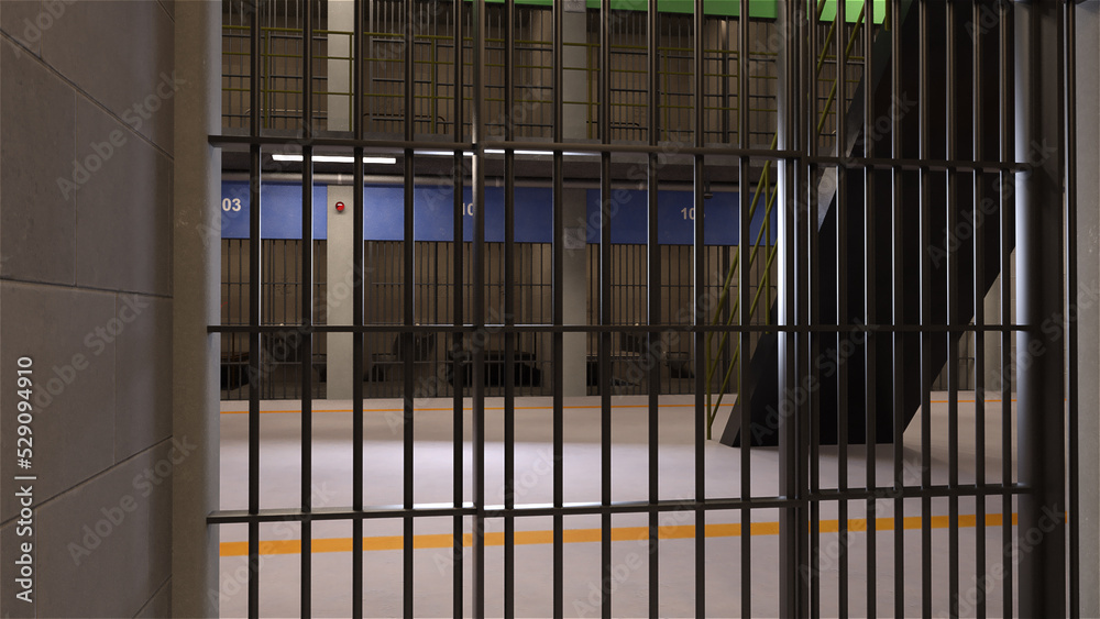 テレビ会議背景用 ZOOM会議背景用 CG 3d 刑務所 拘置所 留置所 拘束 犯罪 刑法 刑法犯 prison cell Jail ...