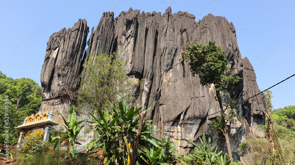 The View of Yana Caves, is known for the unusual karst rock formations ...