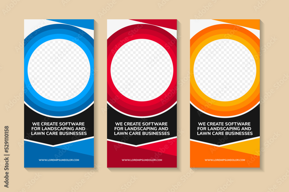 vertical banner template for create software for landscaping and ...