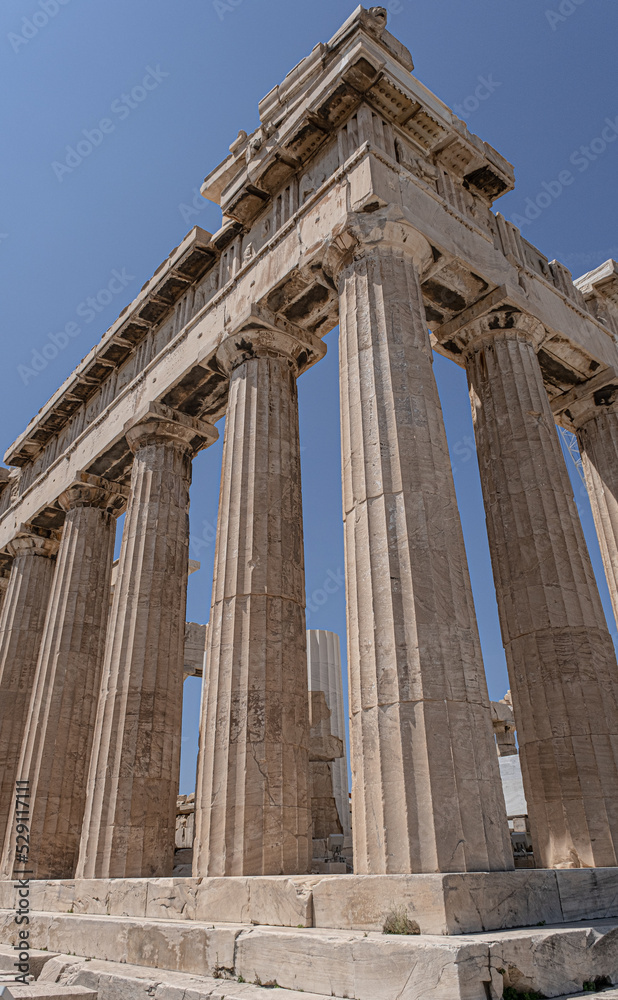 The Parthenon, the former temple on the Acropolis of Athens dedicated to the Goddess of Athena ...