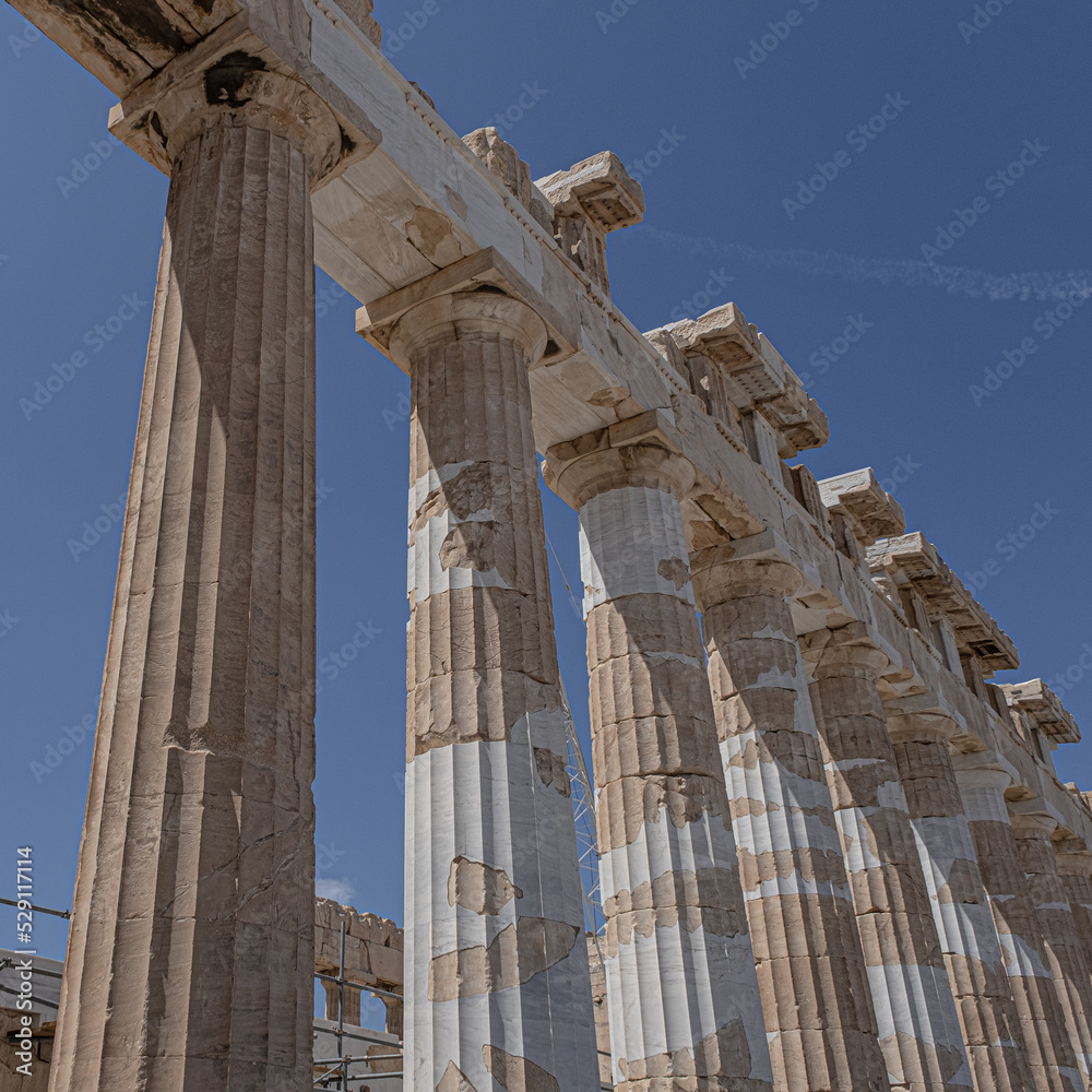 The Parthenon, the former temple on the Acropolis of Athens dedicated to the Goddess of Athena ...