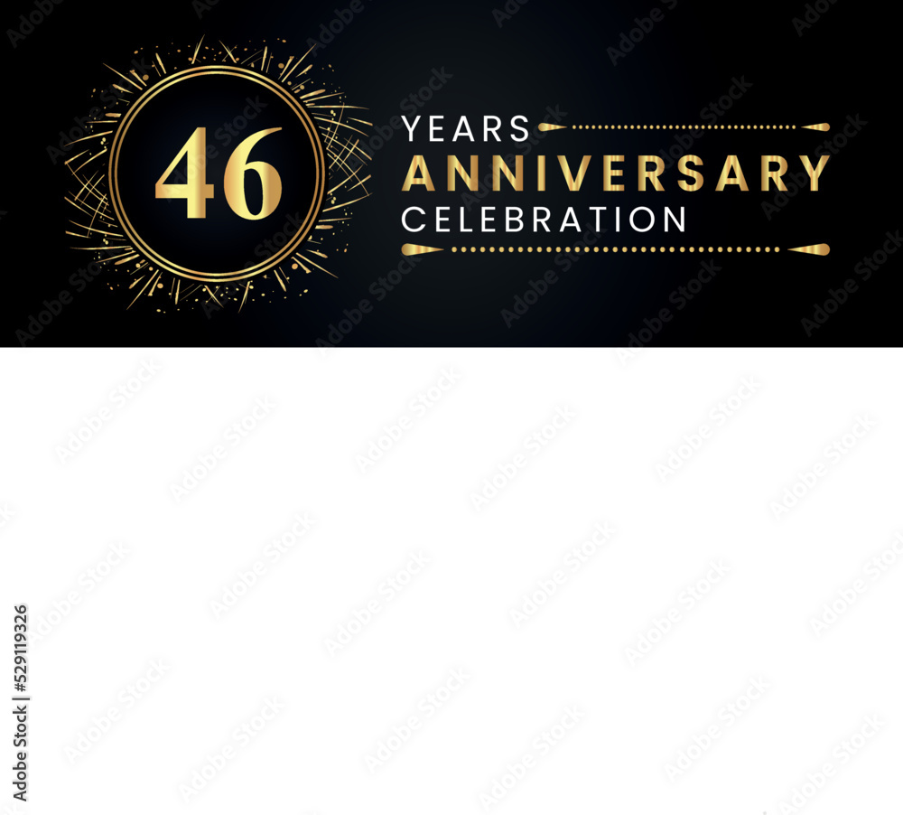 Vecteur Stock 46 years anniversary celebration with gold fireworks and ...