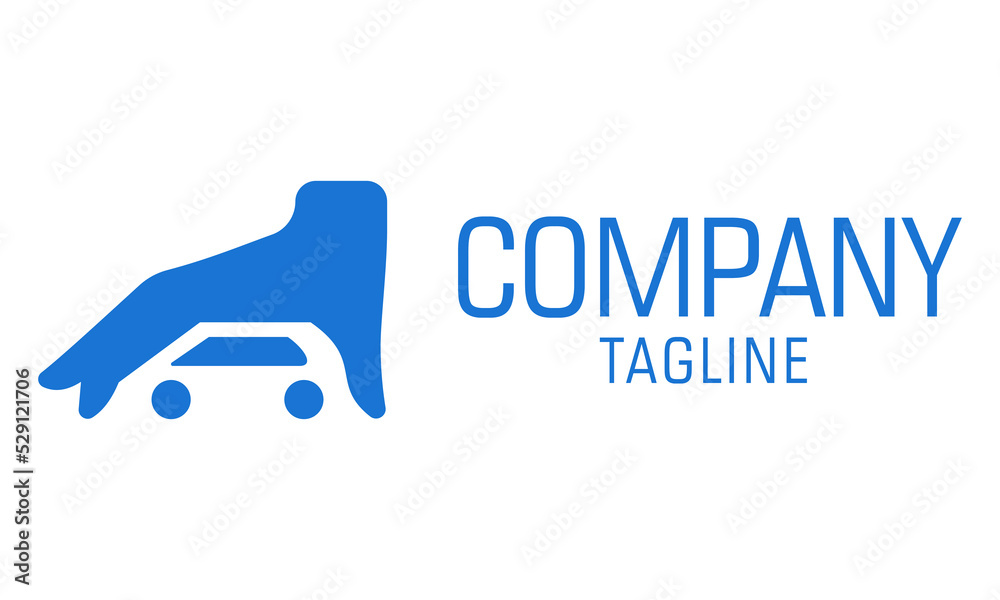 Blue Color Hand Negative Space Car Logo Design Stock Vector | Adobe Stock