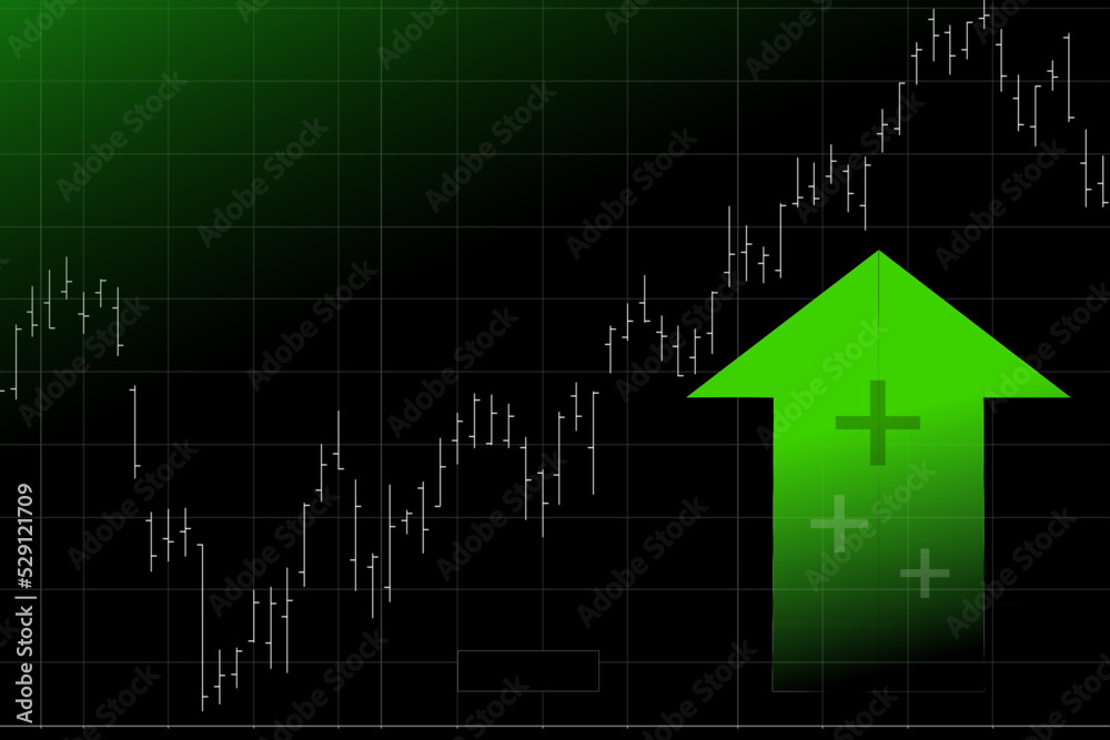 vector graphic with stock market graph representing upward trend with ...