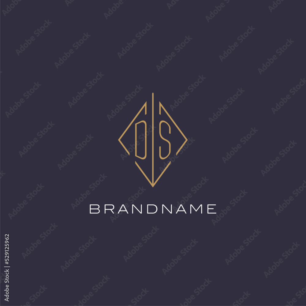 Initial letter DS logo monogram with diamond rhombus style design ideas ...