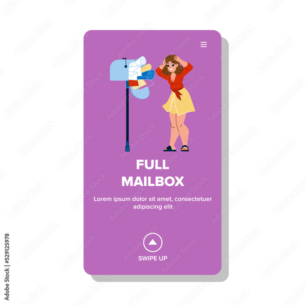 full mailbox vector. mail box, post junk, stuffed letter, letterbox postal, postbox postage ...
