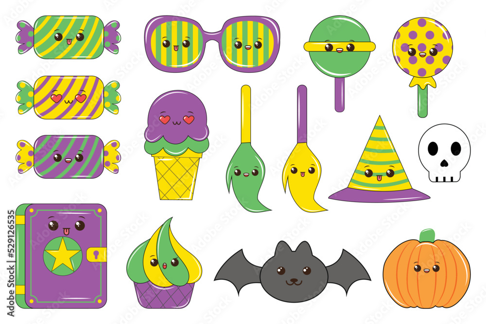 Halloween kawaii clipart and sticker collection. Cute Kawaii Halloween ...