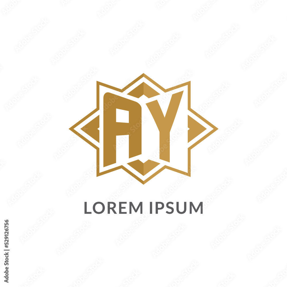 Initial letter AY logo monogram with eight point star style design ...