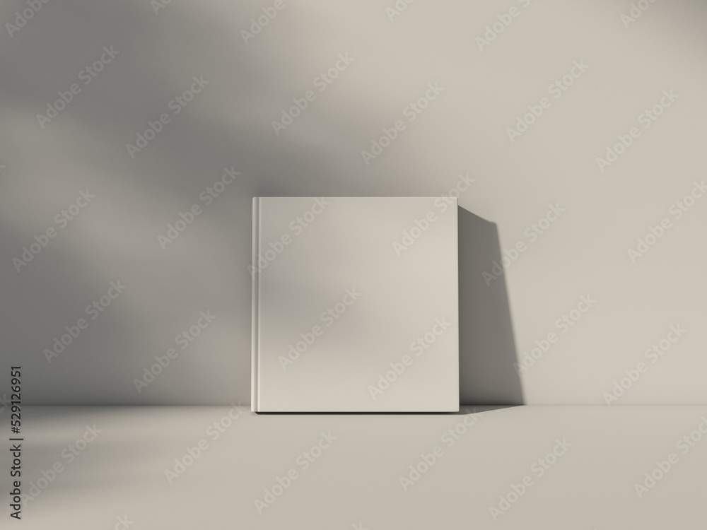 White square Book Mockup front view with blank hard cover standing on ...