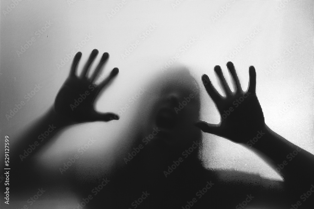 Shadowy figure behind glass - horror background Stock Photo | Adobe Stock