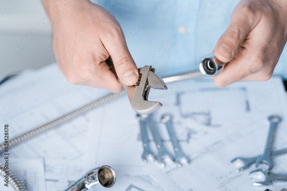 Plumbing project in house.Drawing,diagrams,plan of water supply of ...