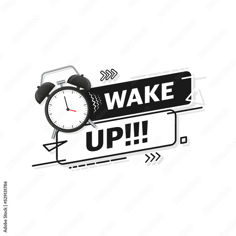 Classic alarm with wake up sign, great design for any purposes. Flat ...