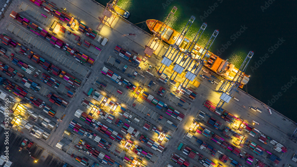 Container ship global business company freight shipping import export ...