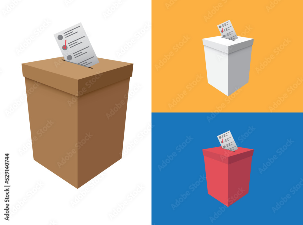 voting box. design in vector form. with three color box brown bronze ...
