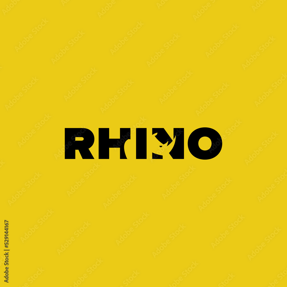 rhino logo wordmark typographi vector graphic Stock Vector | Adobe Stock