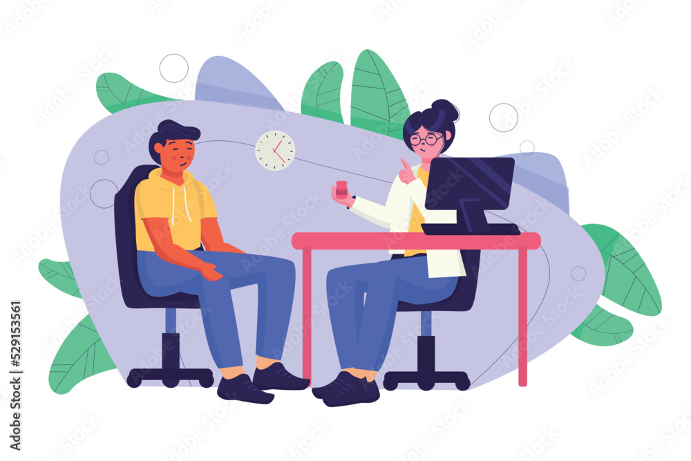Concept doctor appointment with people scene in the flat cartoon style ...