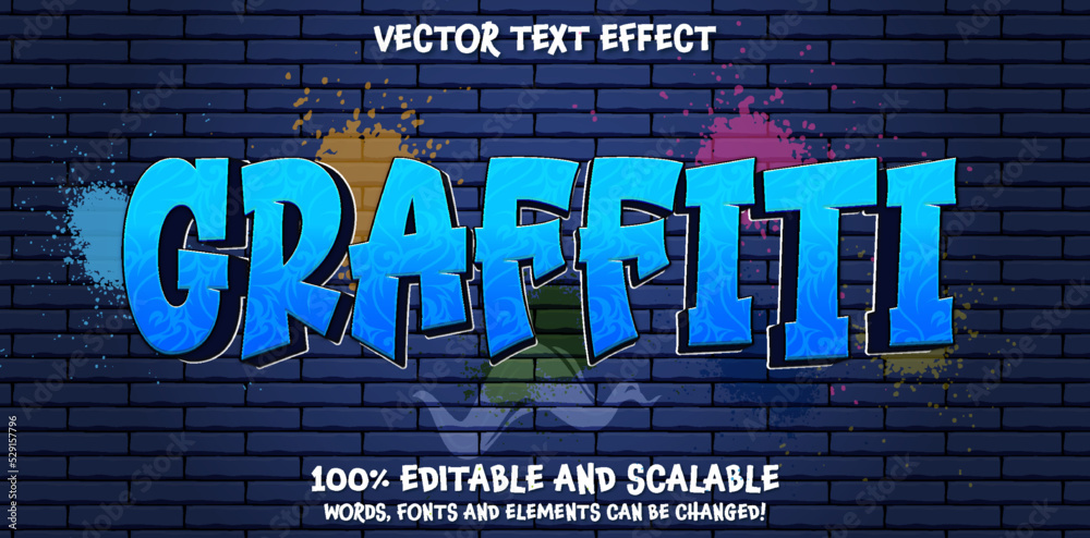 Graffiti vector text effect, editable spray city street art text style ...