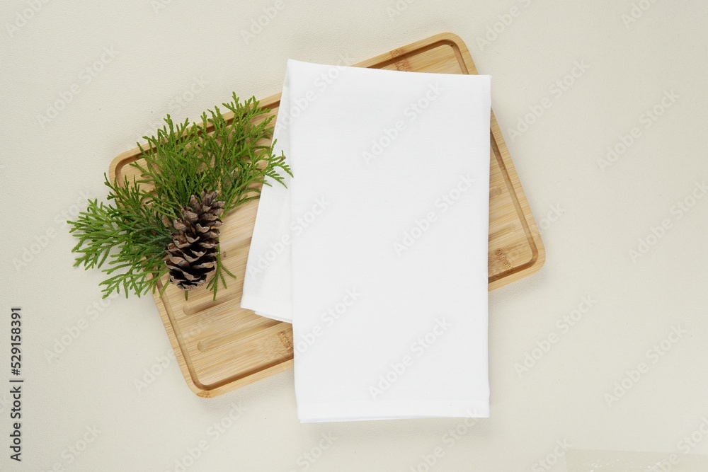 White plain cotton kitchen towel for Christmas design presentation ...