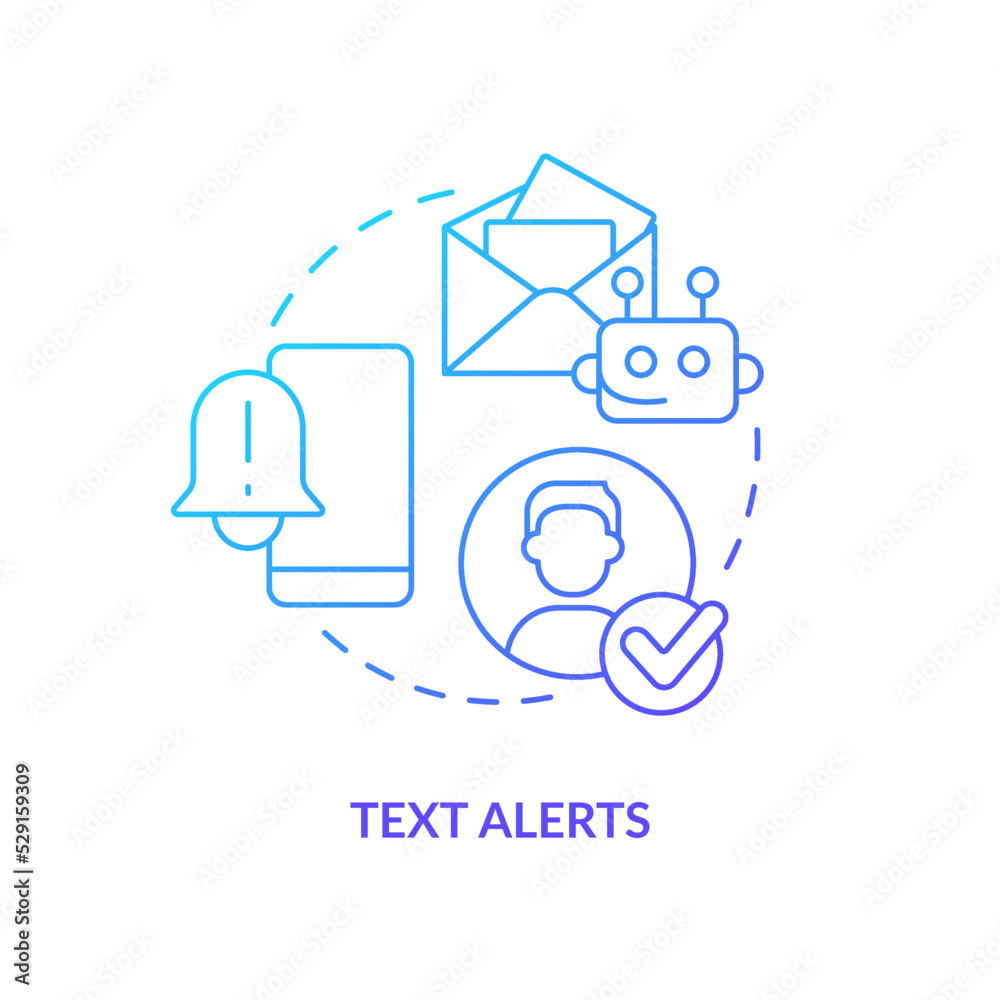 Text alerts blue gradient concept icon. Automatic notification from ...