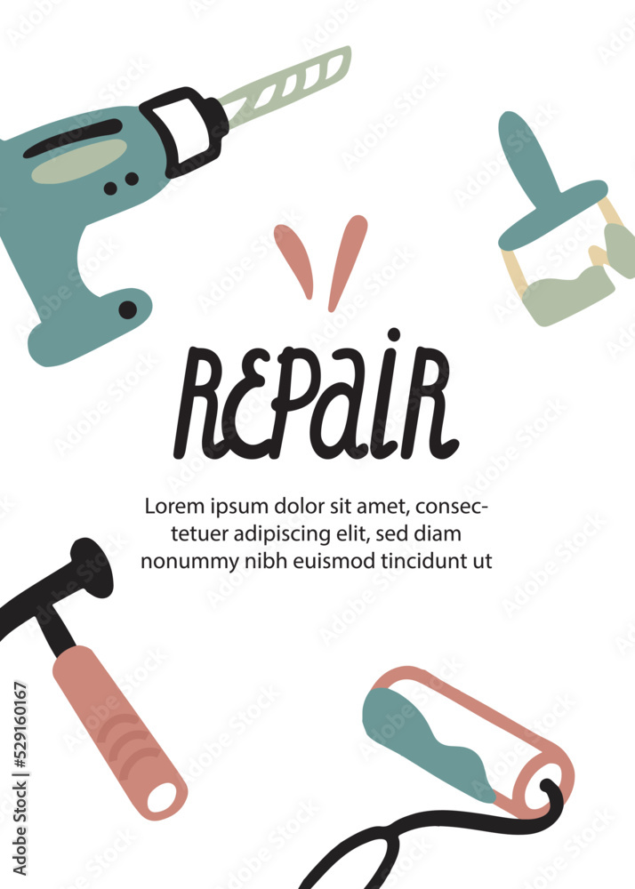 Repair poster. Handwritten inscription. Leaflet, card, advertisement ...