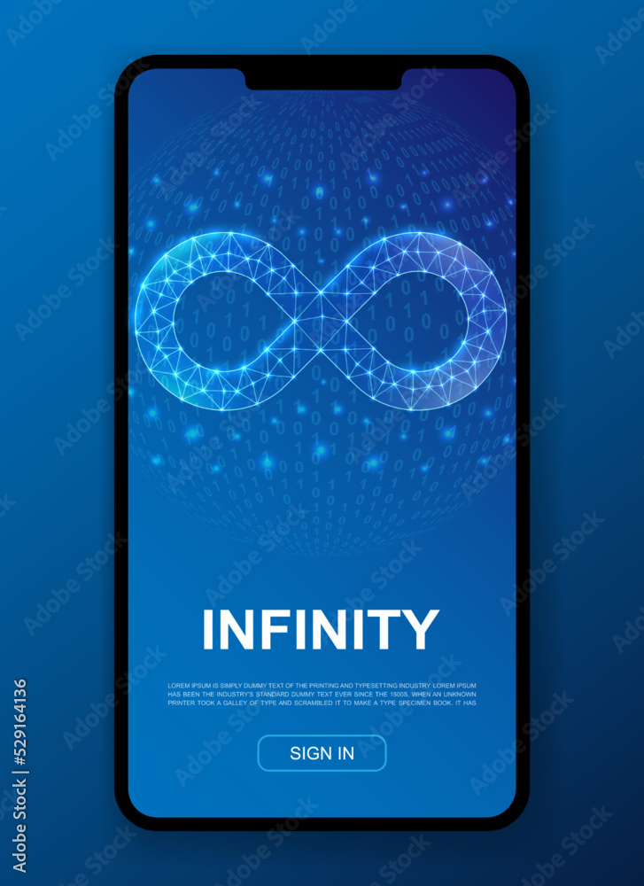 Infinity 3d polygonal symbol for UI, UX design template. Low poly ...
