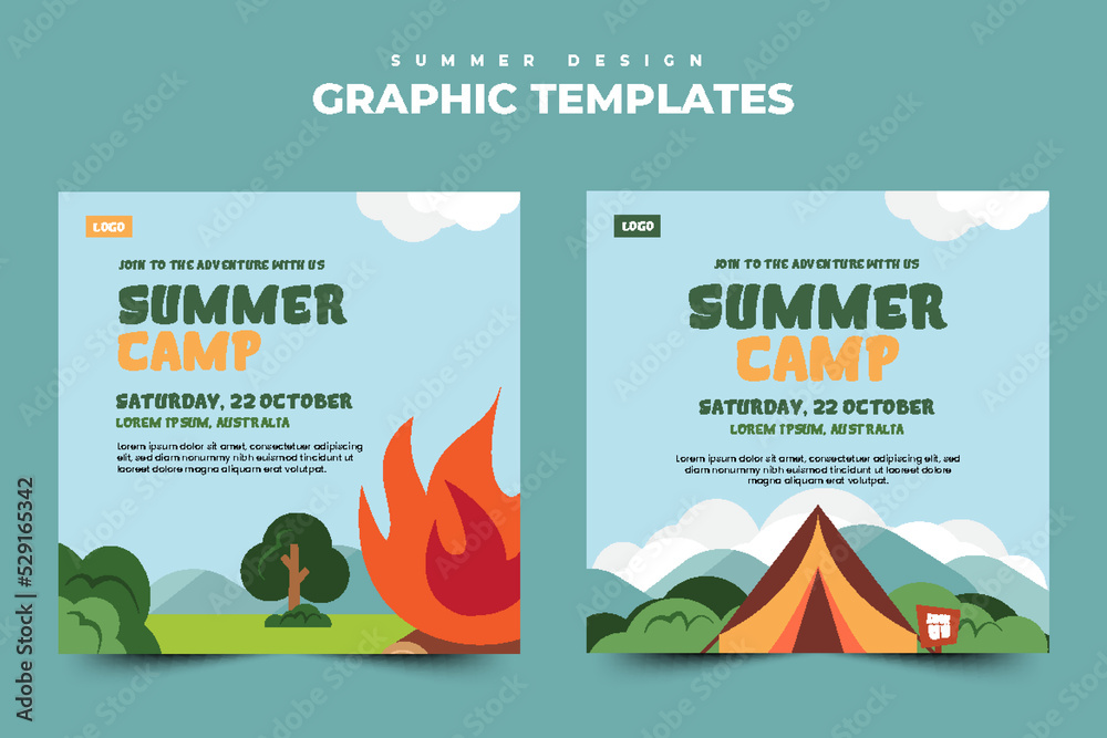 Summer Camp Season Graphic template Editable Simple and Elegant Design ...