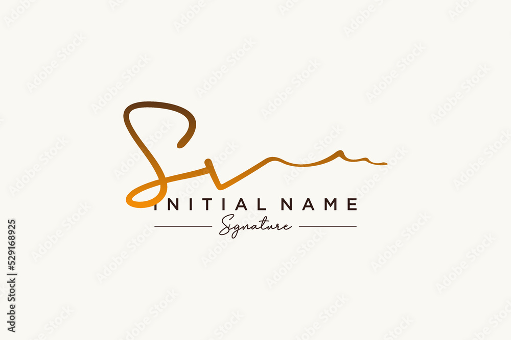 Initial SV signature logo template vector. Hand drawn Calligraphy ...