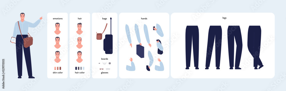 Character diy kit. Vector flat design people illustration. Man ...