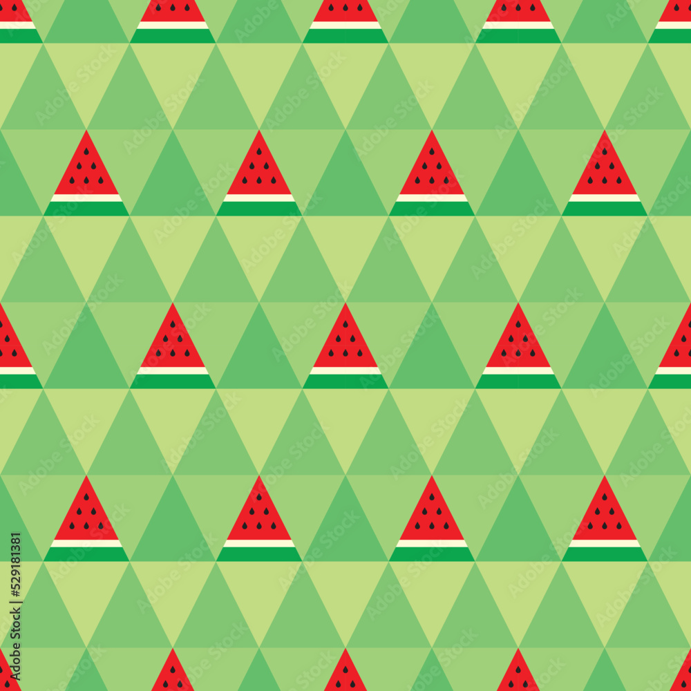 Red watermelon themed background. Geometric seamless triangle fruit ...