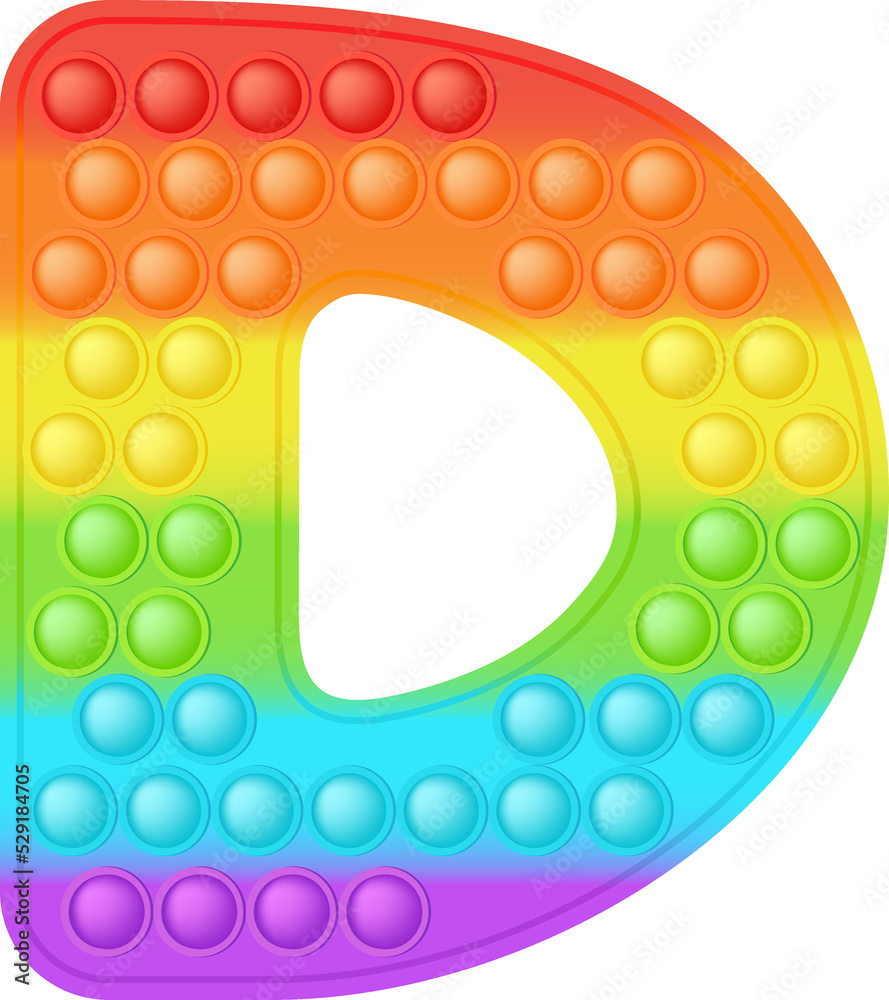 Popit font design - alphabet and numbers set in style of trendy silicon fidget toys. Pop it toy ...
