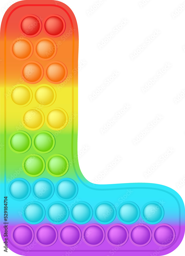 Stockillustratie Popit font design - alphabet and numbers set in style of trendy silicon fidget ...