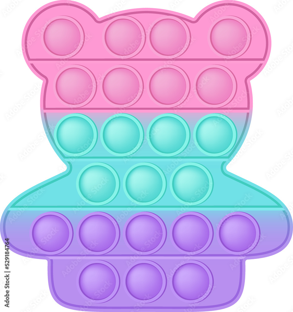 Popit figure bear as a fashionable silicon toy for fidgets. Addictive ...