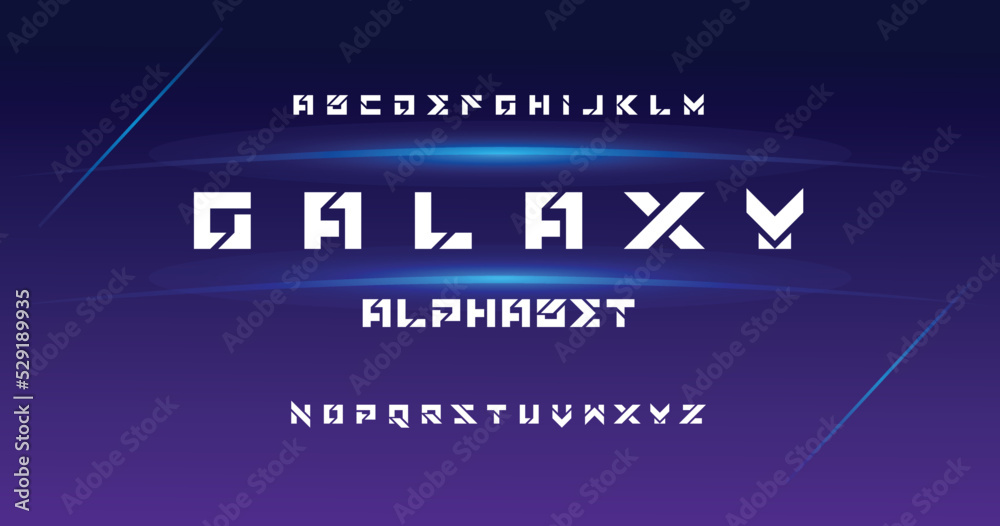 GALAXY Sports minimal tech font letter set. Luxury vector typeface for ...