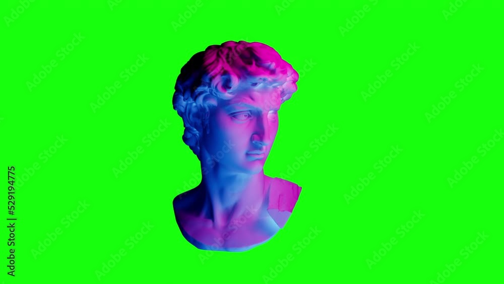 Talking head of an ancient sculpture of David speaking animation, a ...