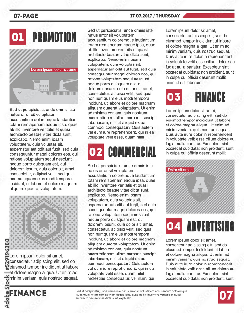 Vintage daily newspaper vector template. Typography design with columns ...