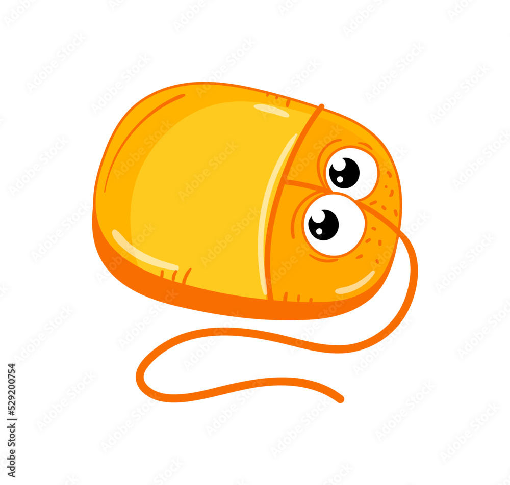 Funny computer mouse isolated cartoon character. Modern appliance with ...