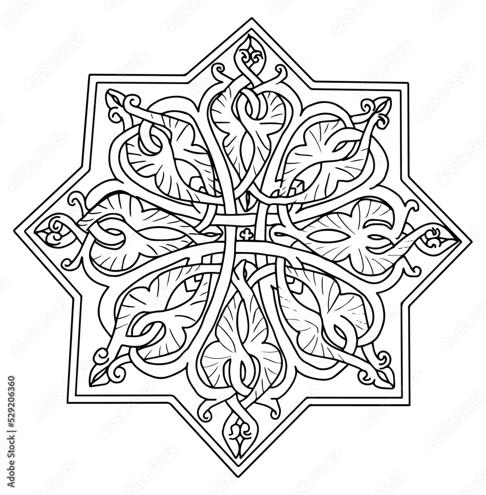 Vettoriale Stock pattern in the form of an eight-pointed star based on ...