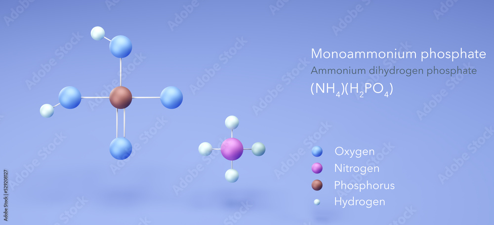 Ammonium dihydrogen phosphate, Monoammonium phosphate, molecular ...