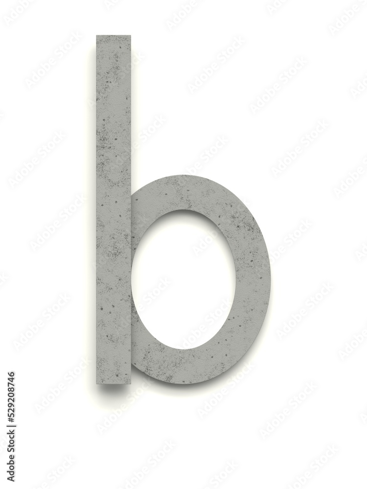 Small letter b made of several separate cement pieces lying on top of ...