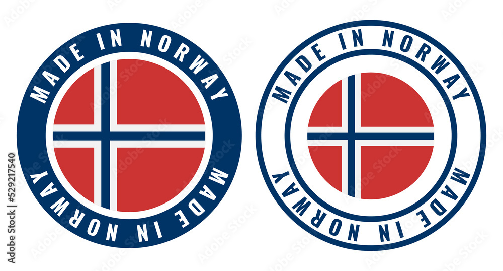 made in norway sign vector design. product emblem. handwritten flag ...