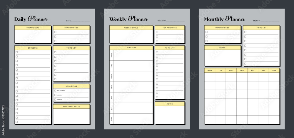 Daily, weekly, monthly planner template. Trendy Stylish Modern Planner ...