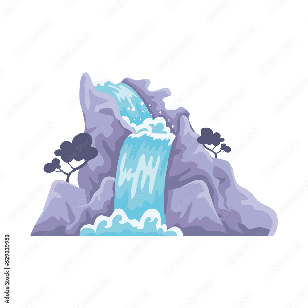 Cartoon Waterfall Vector Illustration Stock Vector | Adobe Stock