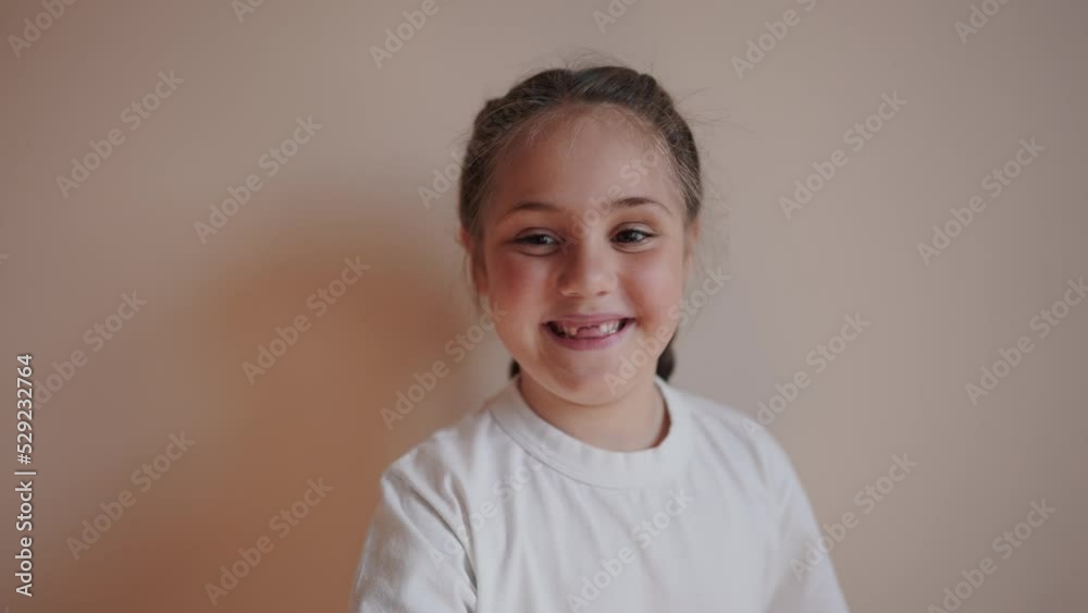 little girl without teeth. The baby a milk teeth fell out. dentistry ...