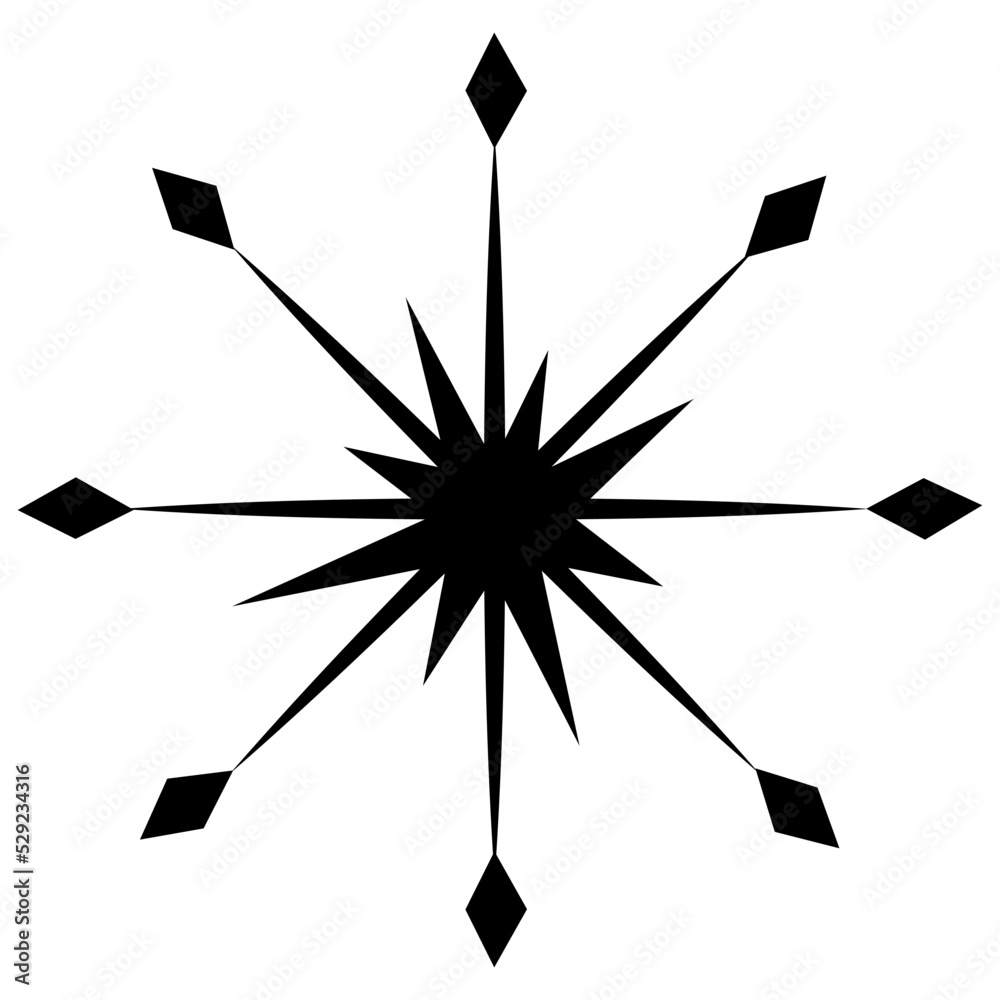 Outline drawing of a snowflake on a transparent background in a ...