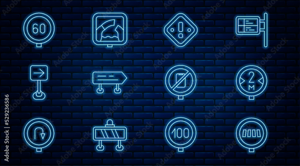 Set line Pedestrian crosswalk, Road traffic sign, Exclamation mark in ...