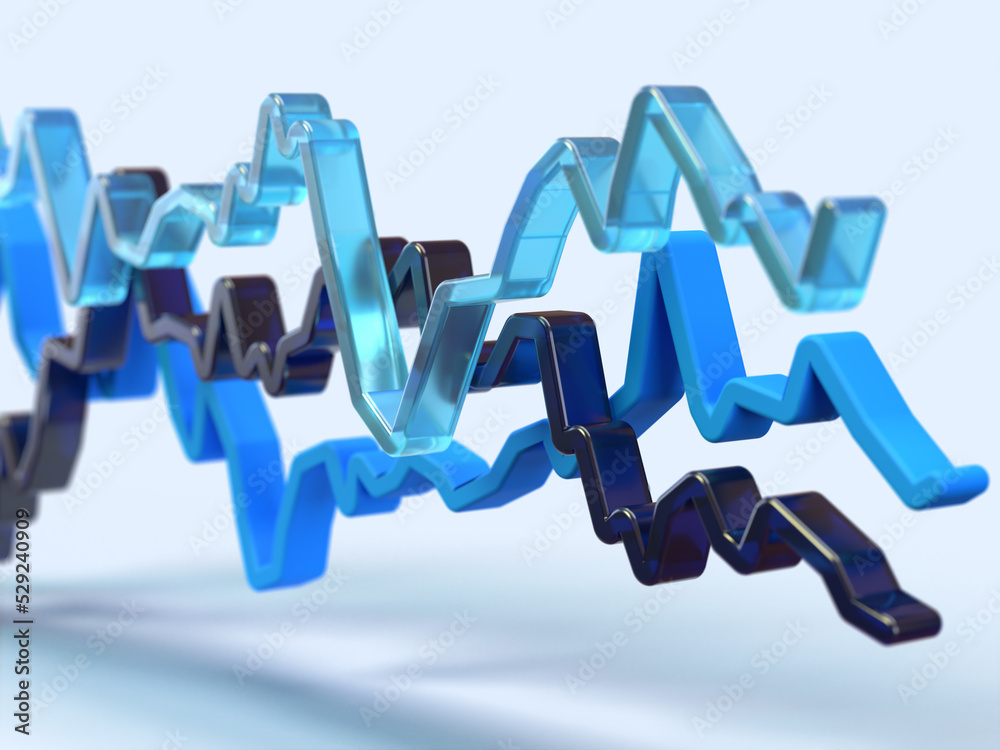 3D graph chart with a colorful separated section on a light background ...