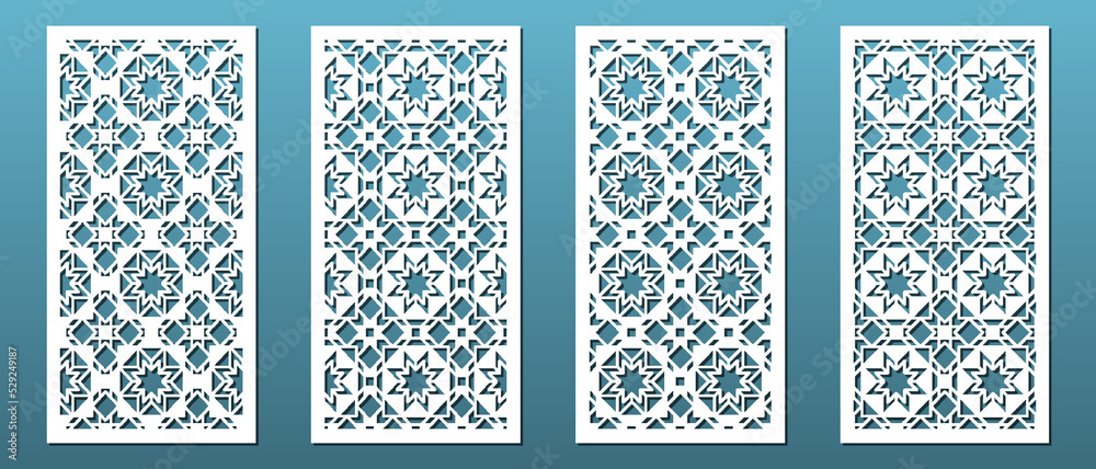 Laser cut panel, geometric islamic pattern. CNC cutting, wall art, home ...