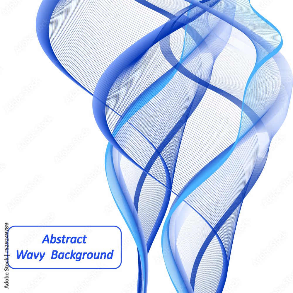 Blue wave swirl color flow. Undulate dynamic twisted curve lines, air ...